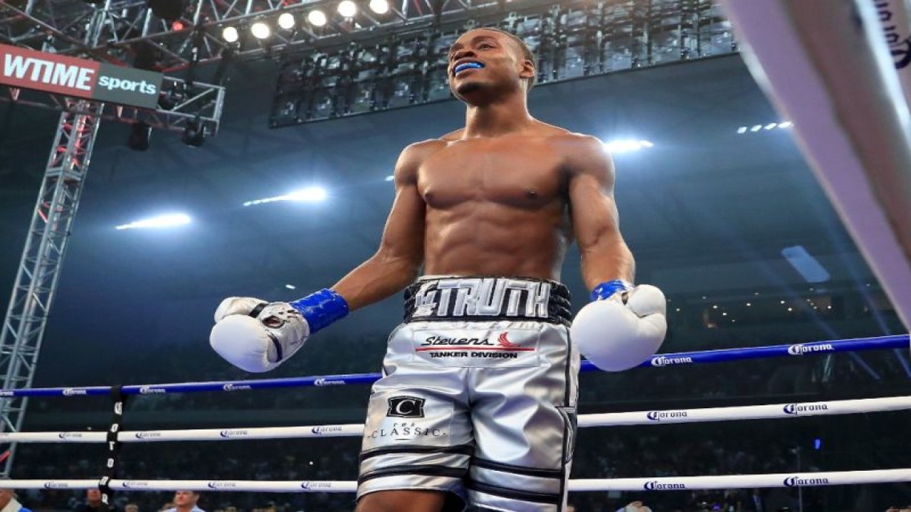 (FILES) In this file photo taken on June 16, 2018 Errol Spence Jr. setelah mengKO Carlos Ocampo ...