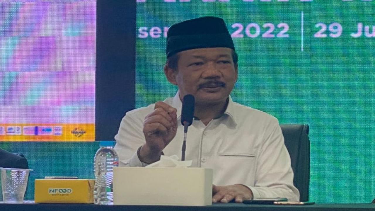 Ketua BAZNAS RI Noor Achmad dalam konferensi pers Catatan Akhir Tahun 2022 di Jakarta, Jumat (23 ...