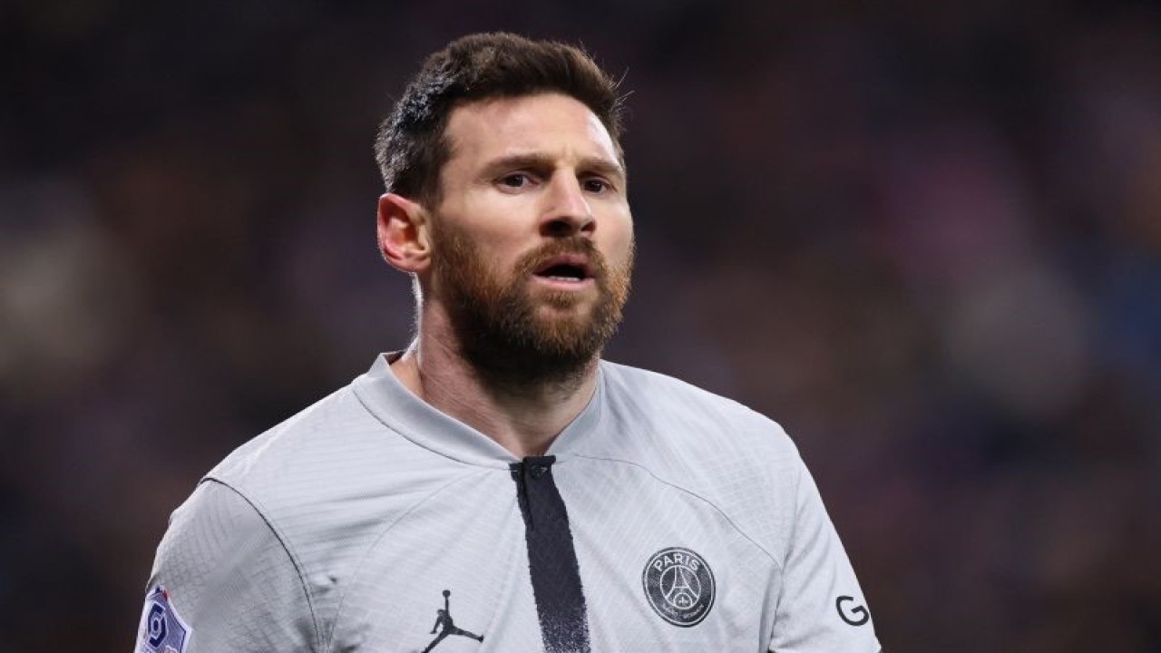 Pemain Paris Saint-Germain asal Argentina Lionel Messi saat bermain dalam pertandingan Liga ...