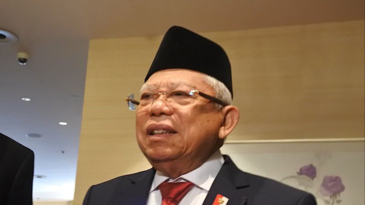Wakil Presiden RI Ma’ruf Amin memberikan keterangan setelah menghadiri ...