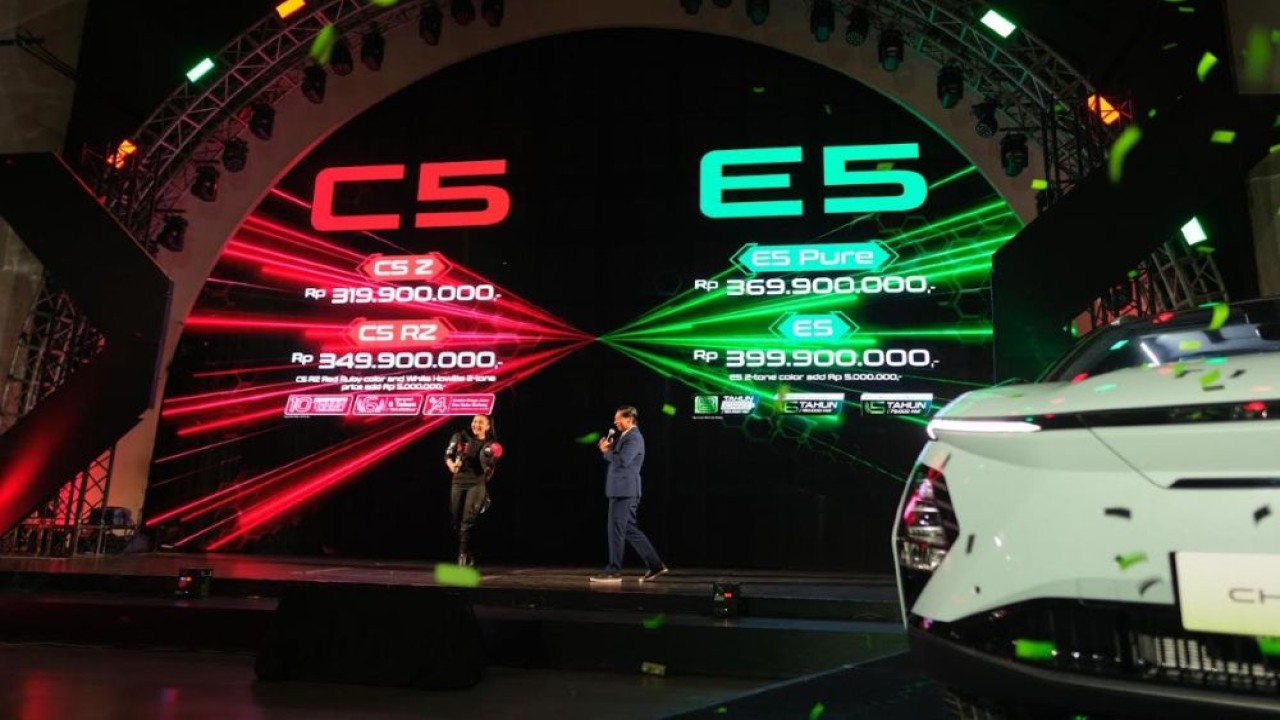 PT CSI resmi meluncurkan model terbaru dari SUV andalannya, Chery C5 dan Chery E5, pada Rabu (25 ...